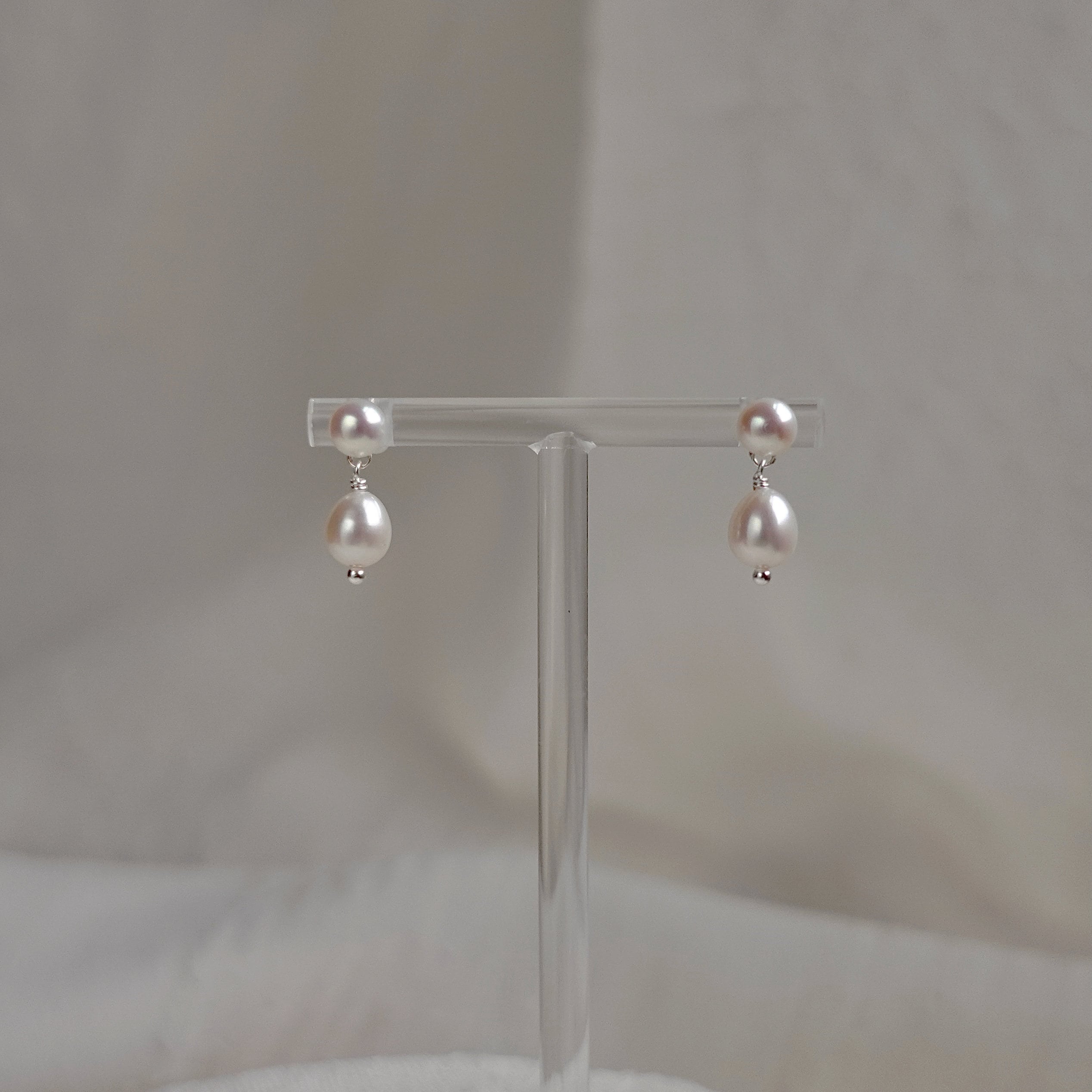 Double Pearl Drop Earring White Pearl Drop Earring | Etsy