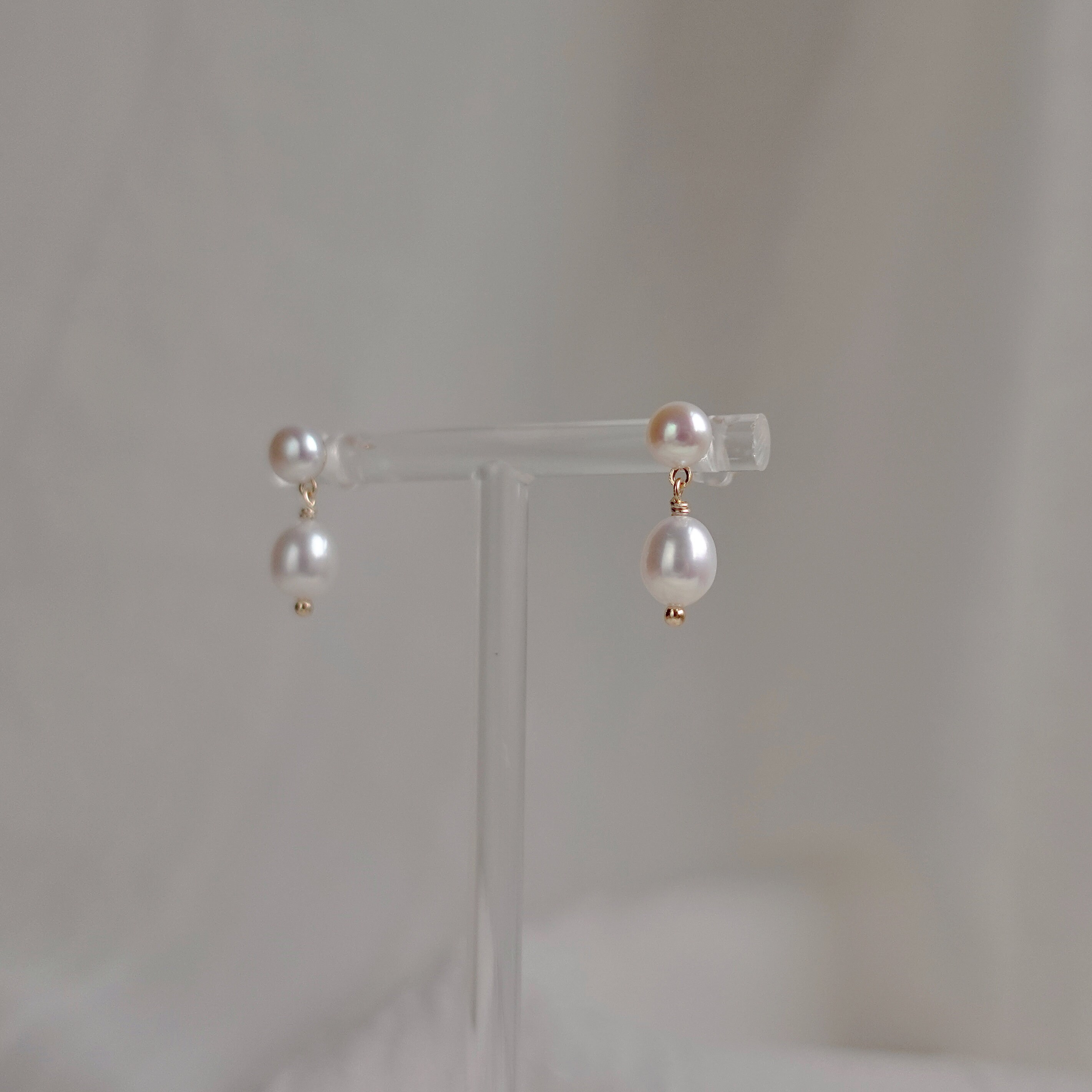 Double Pearl Drop Earring White Pearl Drop Earring | Etsy