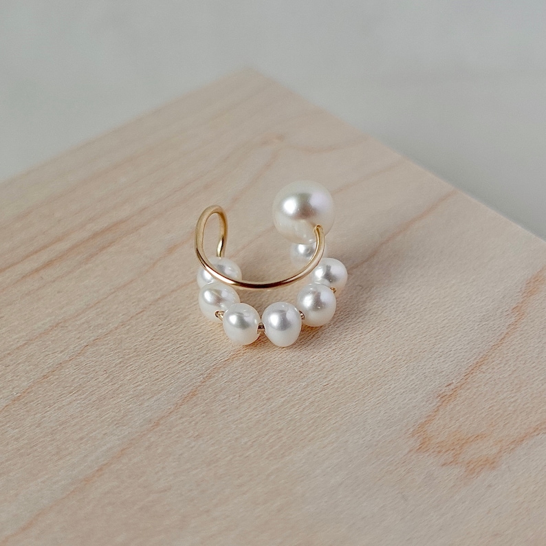 Freshwater Pearl Ear Cuff Real Pearl Double Ear Cuff - Etsy