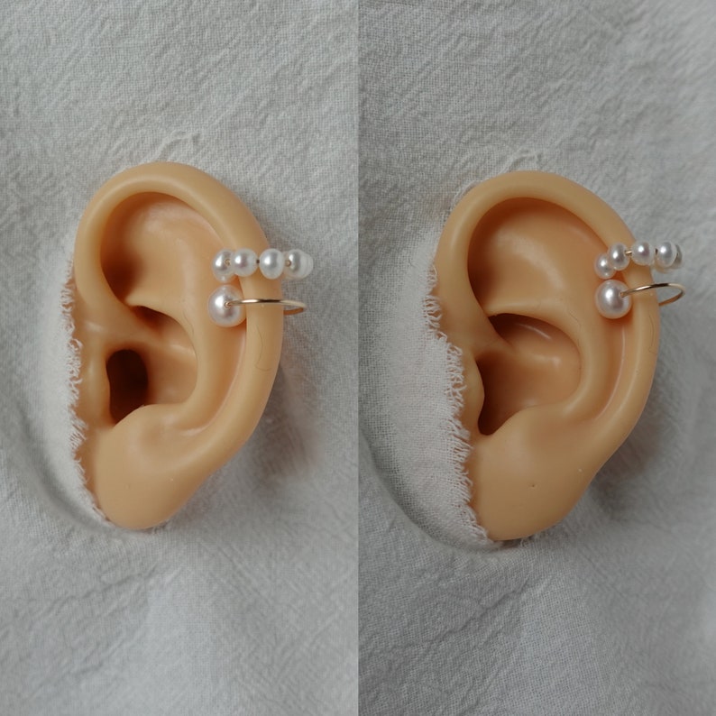 Freshwater Pearl Ear Cuff Real Pearl Double Ear Cuff - Etsy