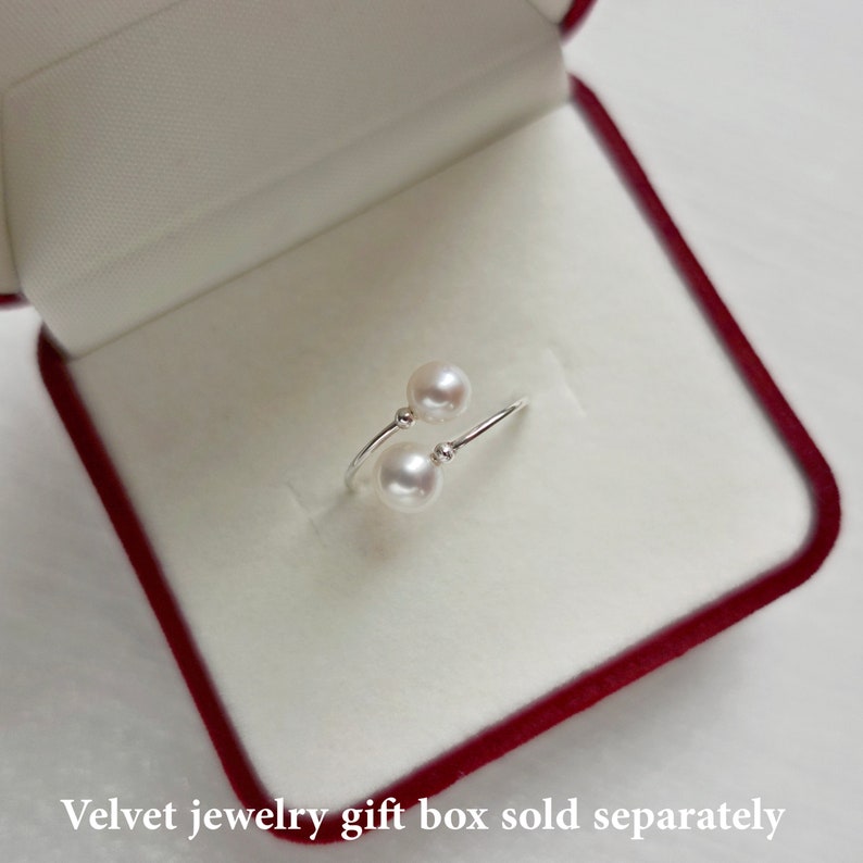 Double Pearl Freshwater Pearl Ring Minimal Two Pearl Open - Etsy