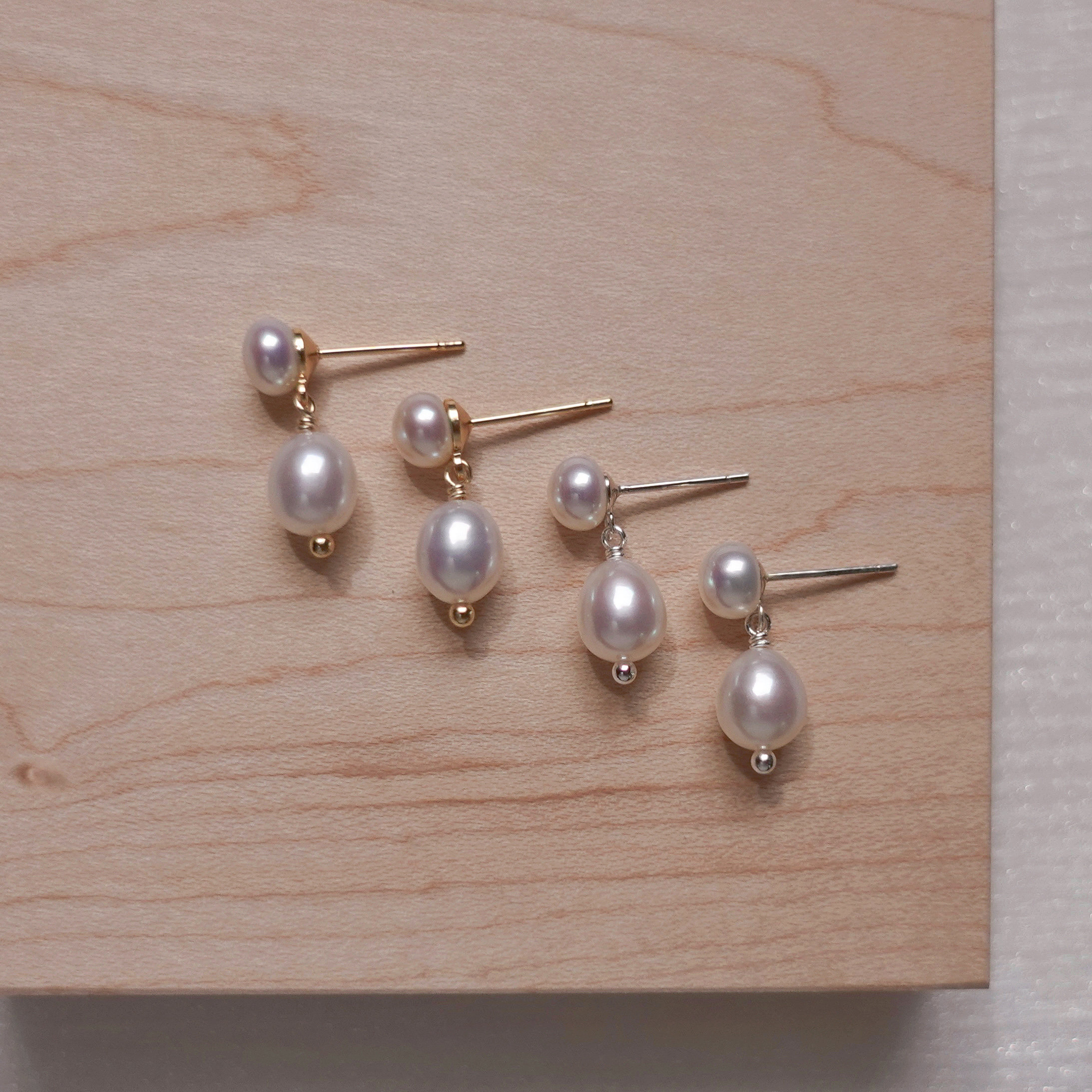 Double Pearl Drop Earring White Pearl Drop Earring | Etsy