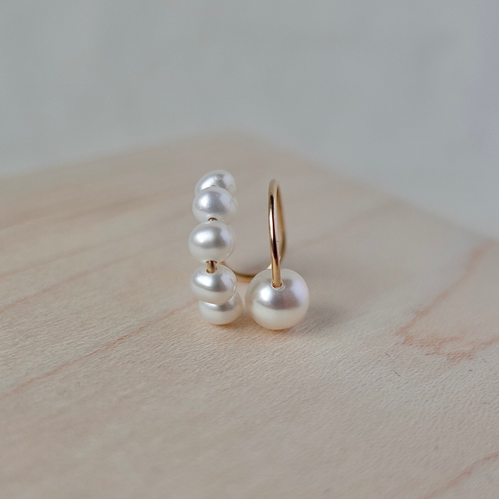 Freshwater Pearl Ear Cuff Real Pearl Double Ear Cuff - Etsy