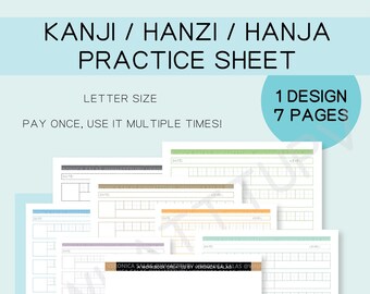 Japanese Kanji Worksheet Pack printable - Etsy Canada