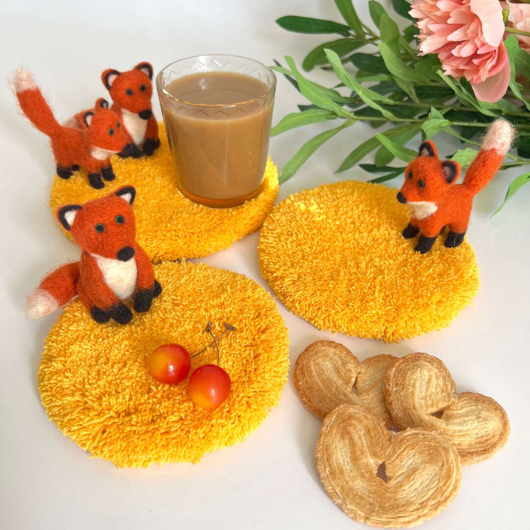 Fox Tufted Drink Coaster Cute Foxy Mug Rug Woodland Animal Gifts Fall ...