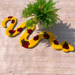 Yellow Snake With Roses Hand Tufted Runner Handmade Tuft Snake Rug ...