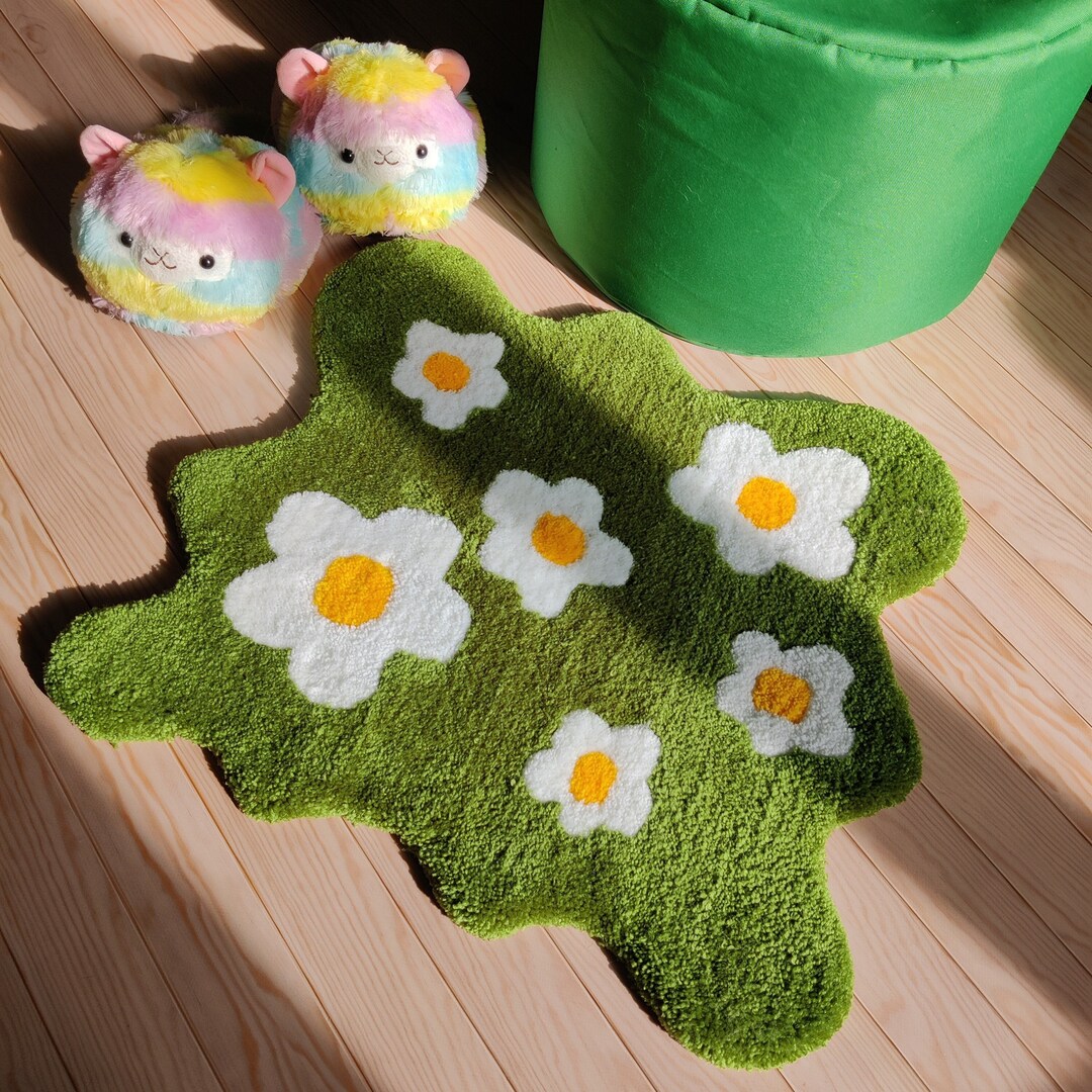 Daisy Tuft Mini Rug Tufted Irregular Shaped Rug for Bedroom - Etsy
