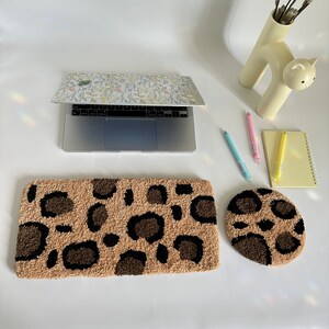 Leopard Print Keyboard Rug Mouse Pad Hand Tufted Leo Keyboard Pad ...