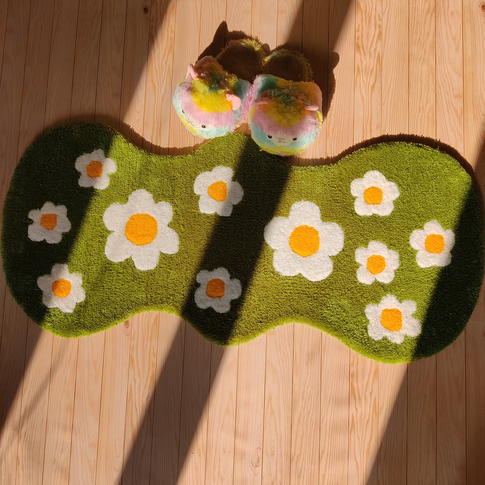 Daisy Hand Tufted Rug Flower Daisies Rug Runner Wavy Rug - Etsy