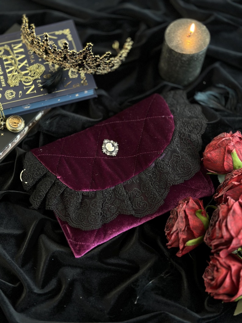 Gothic Velvet Book Sleeve With Black Lace & Cameo – Dark Victorian ...
