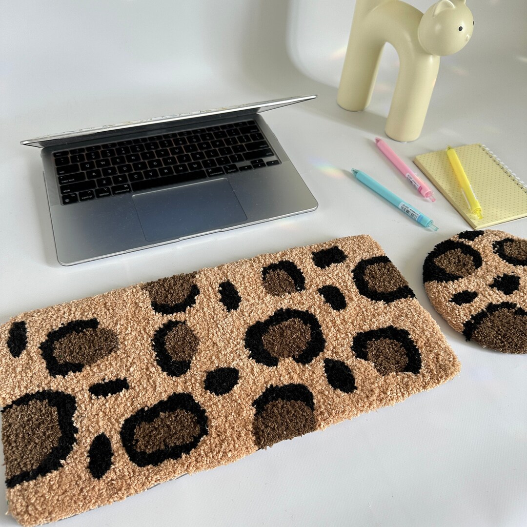 Leopard Print Keyboard Rug Mouse Pad Hand Tufted Leo Keyboard Pad ...