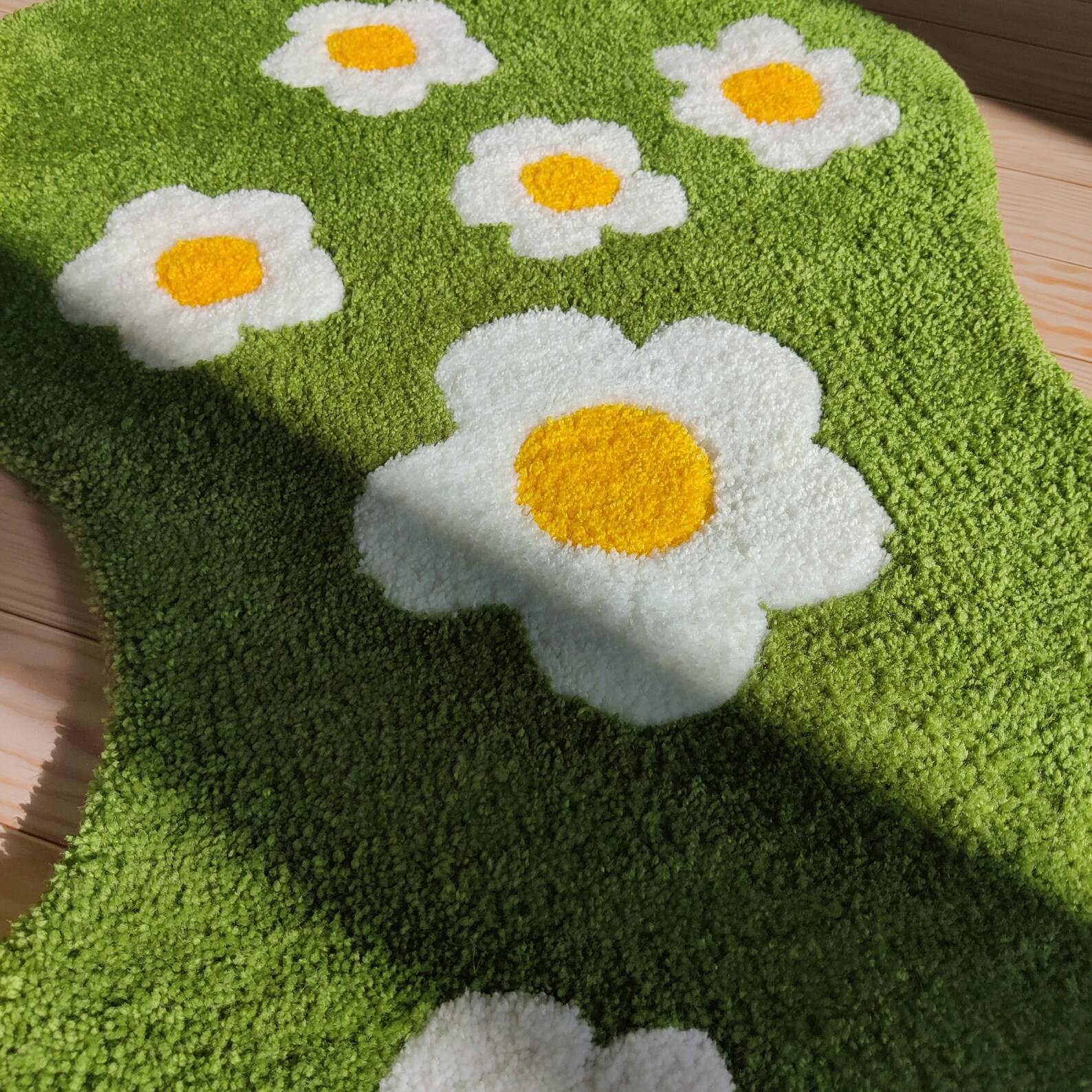 Daisy Hand Tufted Rug Flower Daisies Rug Runner Wavy Rug - Etsy