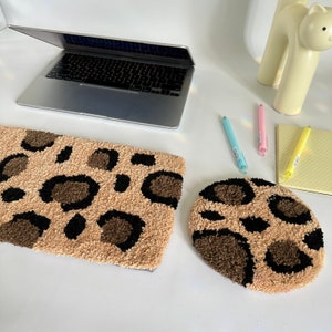 Leopard Print Keyboard Rug Mouse Pad Hand Tufted Leo Keyboard Pad ...