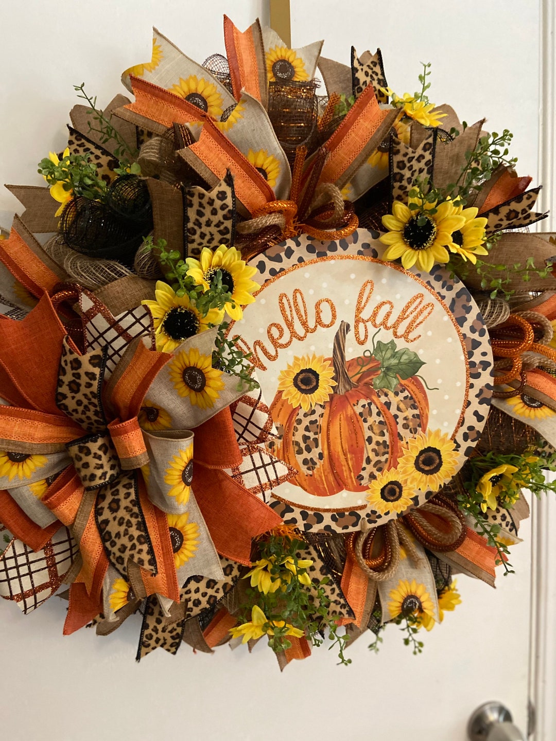 Fall Wreath,hello Fall Wreath, Pumpkin Wreath,sunflower Wreath,harvest ...