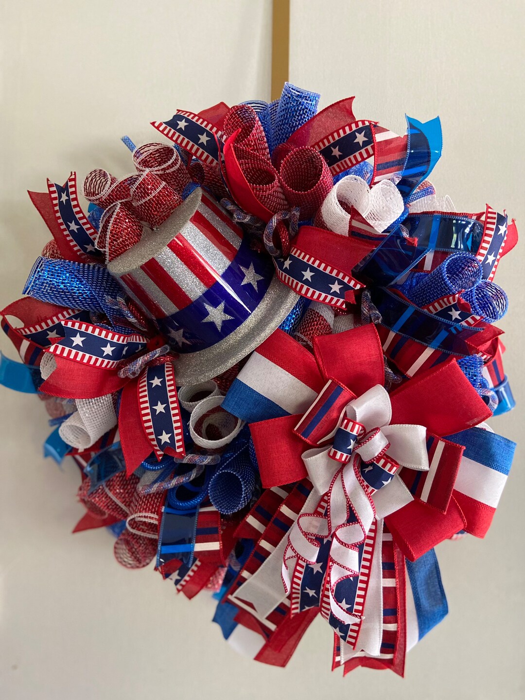 Patriotic Wreath,memorial Day Wreath,red, White & Blue Wreath,fourth of ...