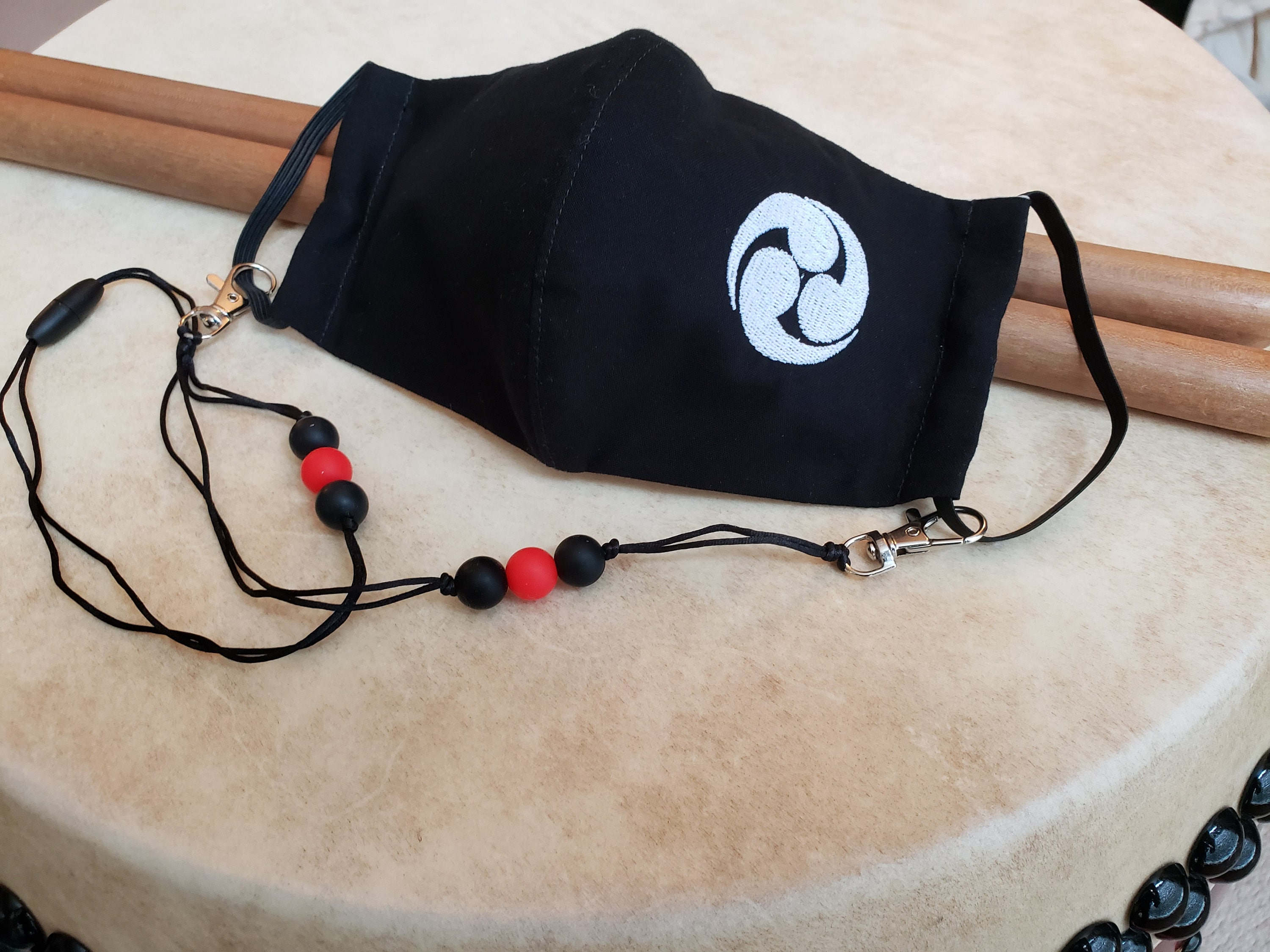 Embroidered Taiko Japanese Drum Tomoe Symbol Face Mask | Etsy