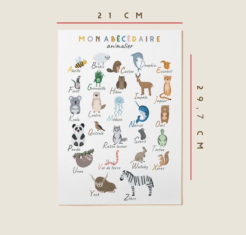 Affiche abécédaire animaux pour enfant - Etsy France
