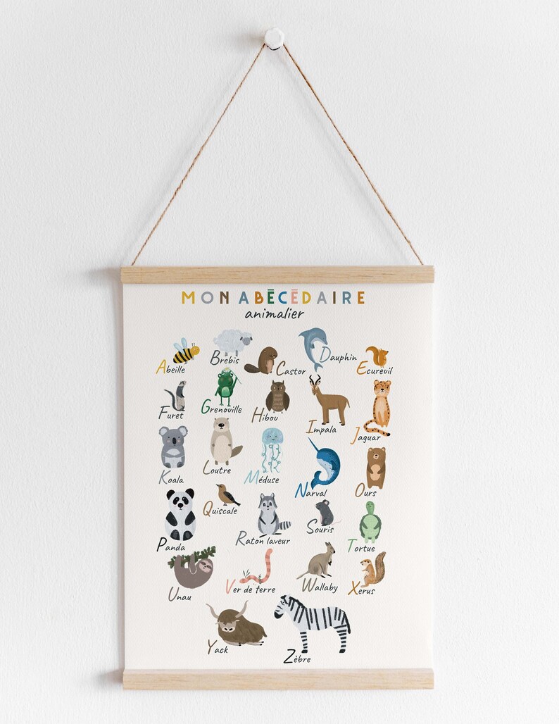 Affiche abécédaire animaux pour enfant - Etsy France