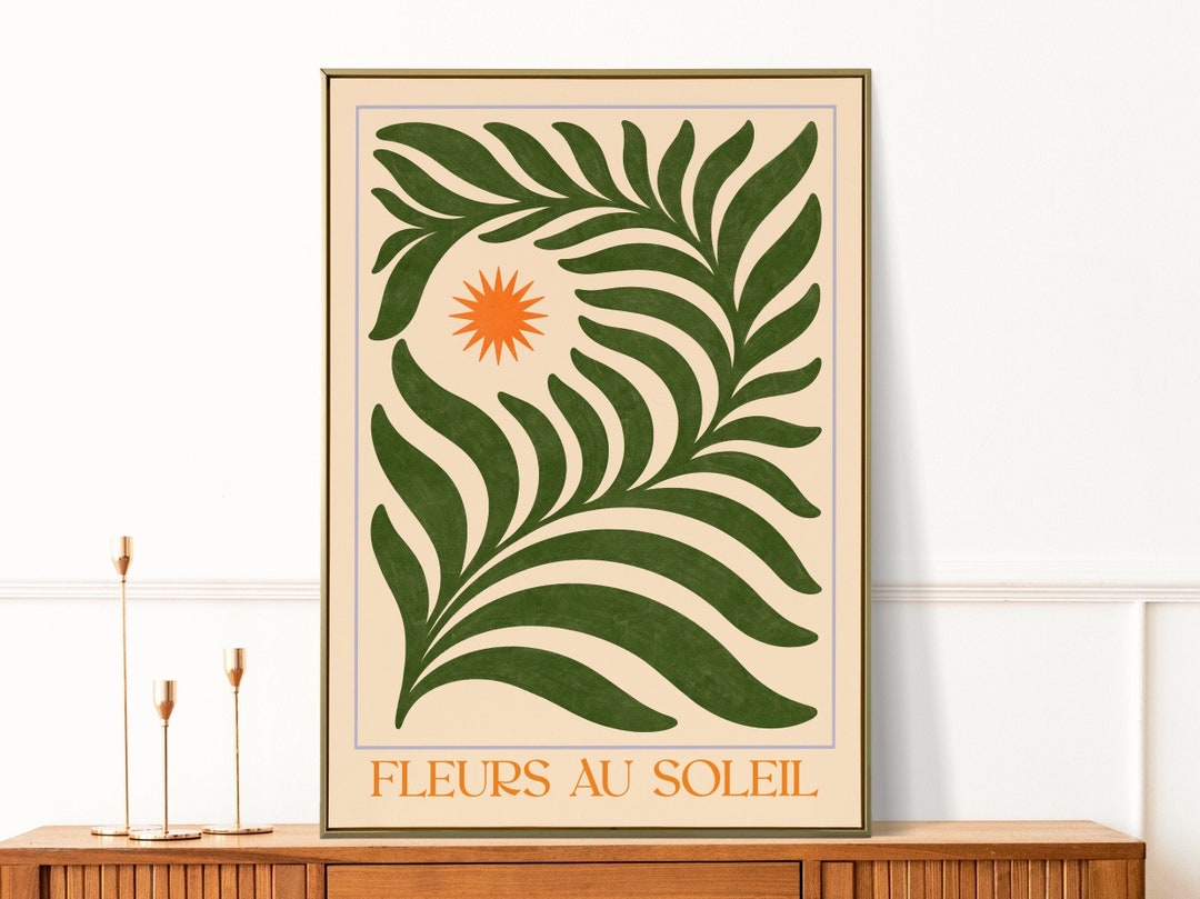 Minimal Floral Print, Boho Sun Wall Art, Simple Botanical Poster ...