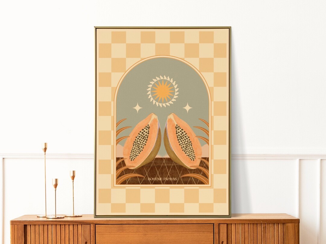 Papayas Art Print | Fruit Wall Poster | Modern Tropical Artwork ...