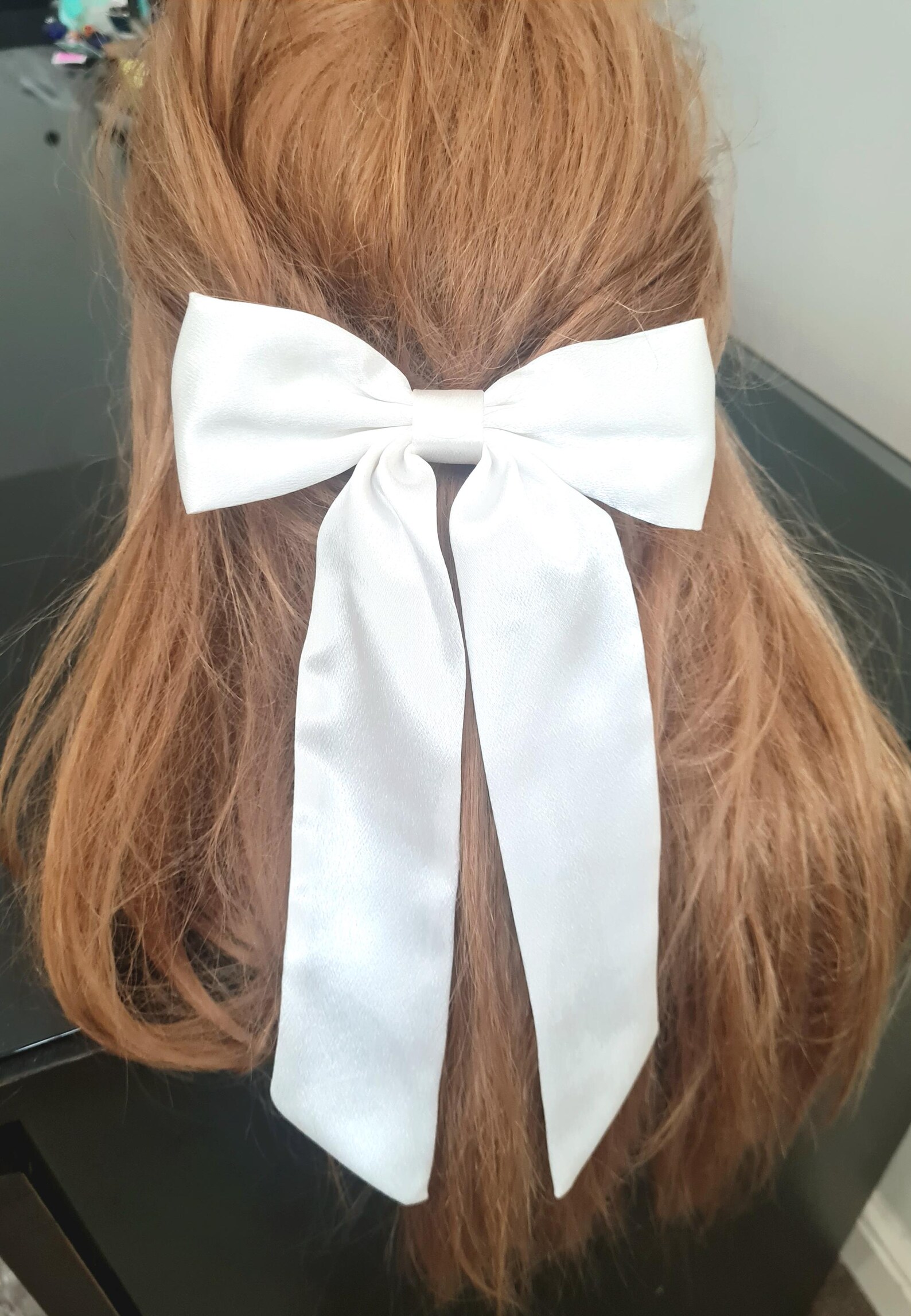 Silk and Satin Long Tail Ivory Bow Clip, Wedding, Bridal Veil,high ...