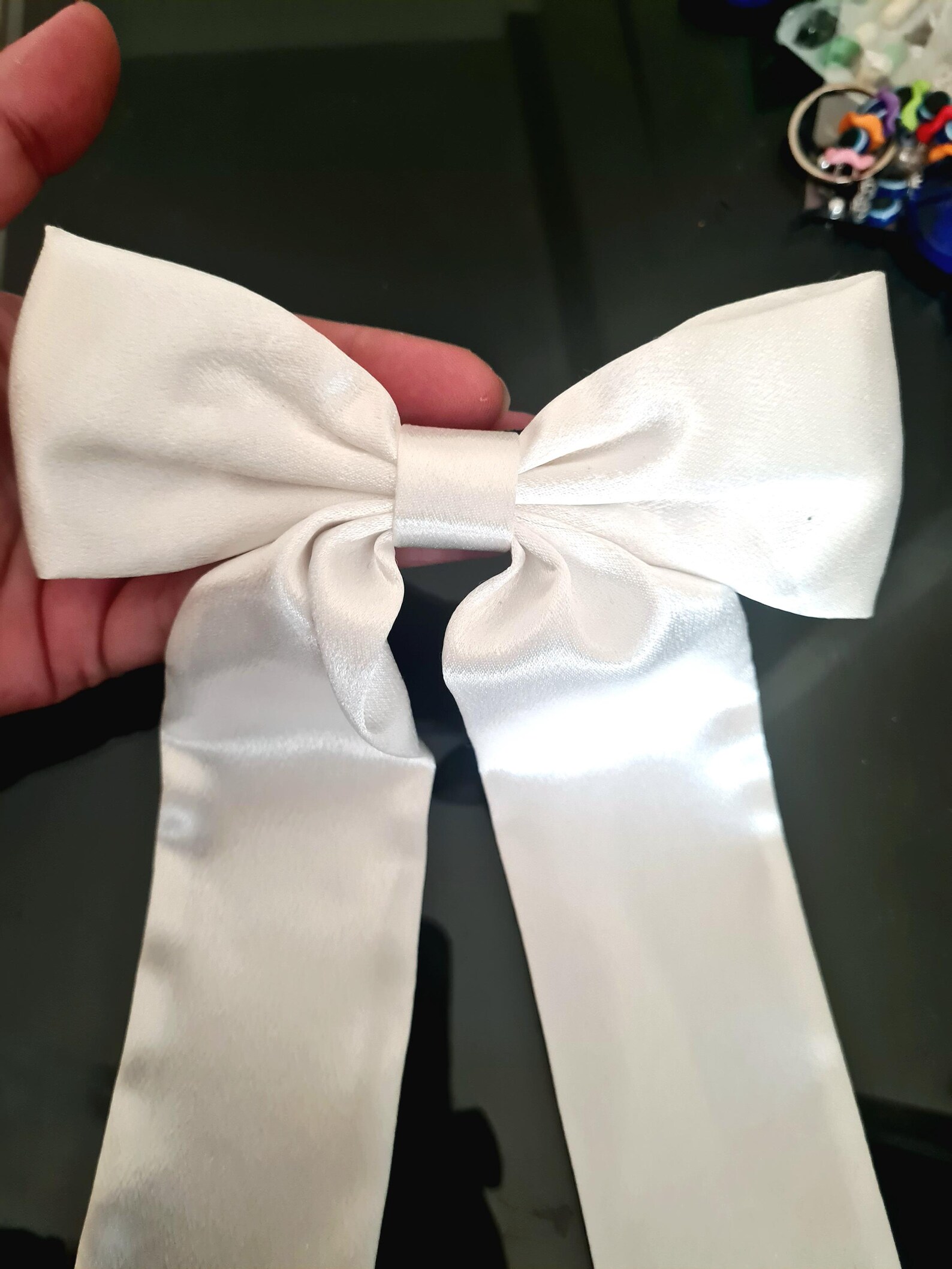 Silk and Satin Long Tail Ivory Bow Clip, Wedding, Bridal Veil,high ...