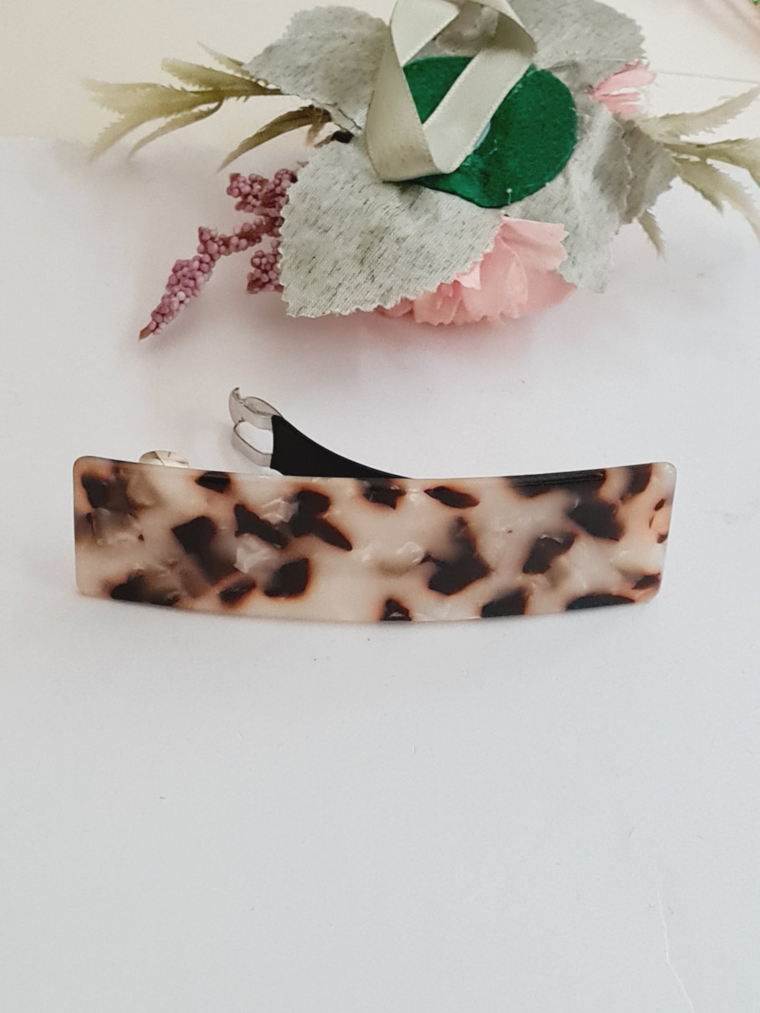 Large Resin Barrette Tortoise Shellacetate French Barrette - Etsy