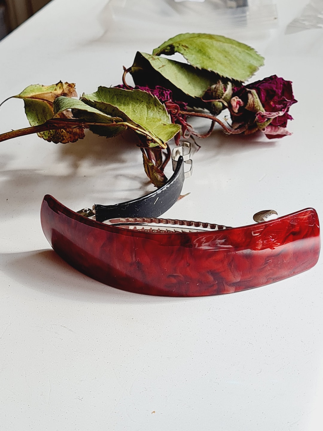 Large French Barrette.curved Hair Barrette.vintage Hair Barrette Clip ...