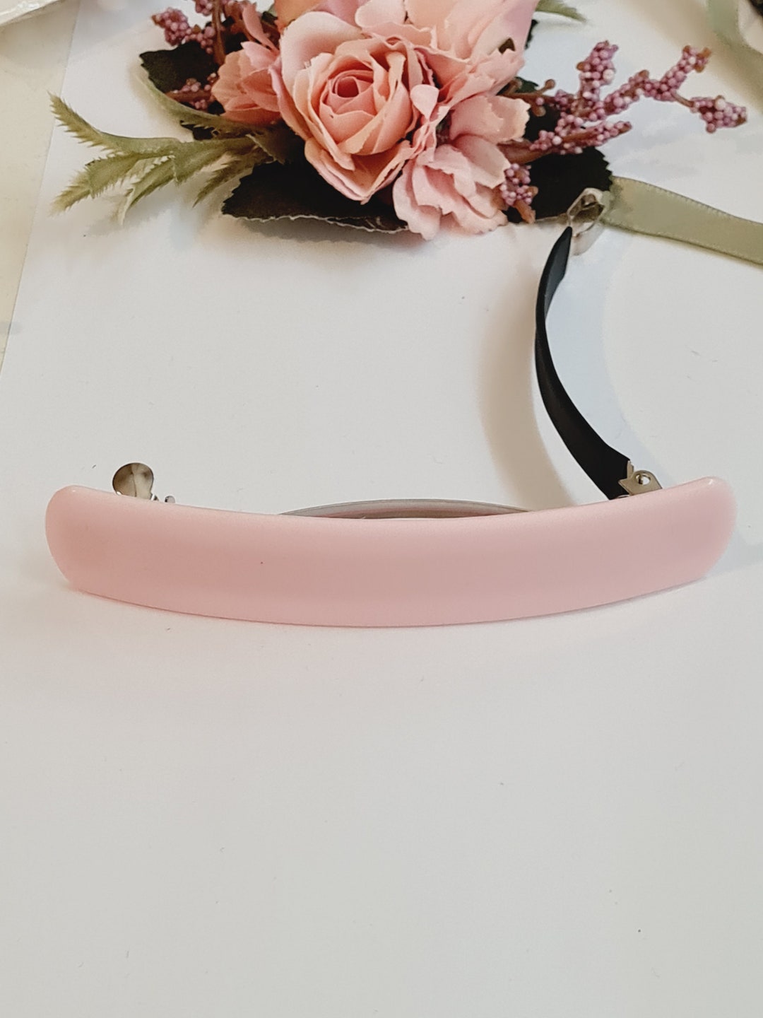 Oversize Pink Barrette, Resin, Thick Hair, Pastel Pink, Acetate, Summer ...