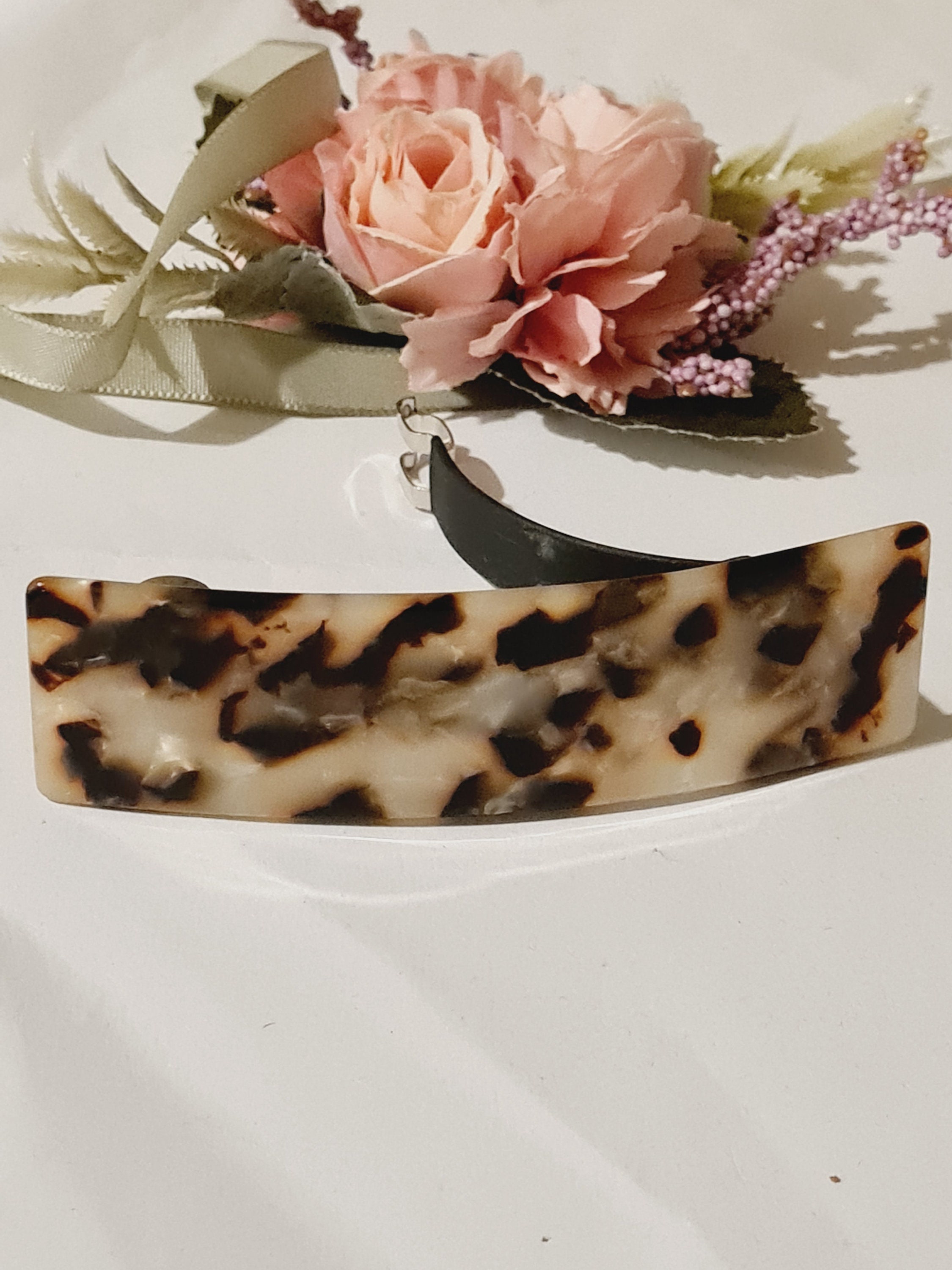 Large Resin Barrette Tortoise Shellacetate French Barrette - Etsy
