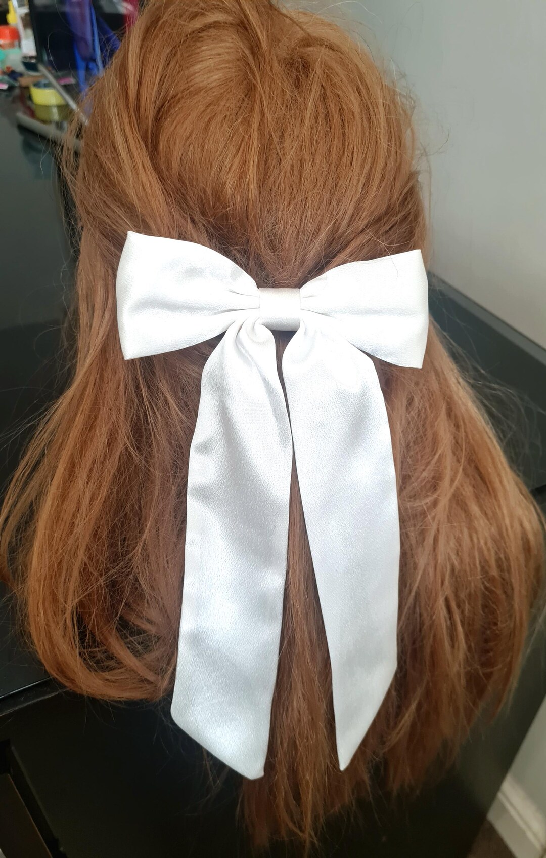 Silk and Satin Long Tail Ivory Bow Clip, Wedding, Bridal Veil,high ...