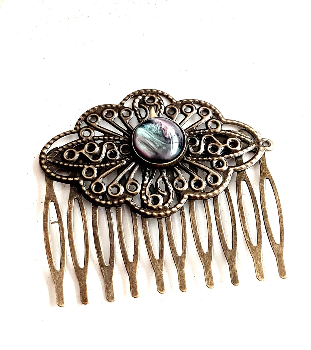 Copper Hair Comb,gemstone,filigree, Handmade, Ancient, Antique Look ...