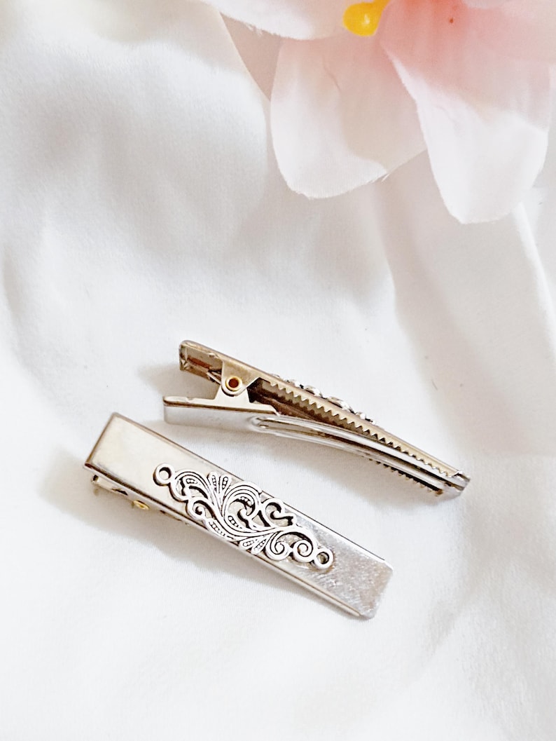 Silver Alligator Hair Clips Set, Vintage Inspired, Minimalist Side ...