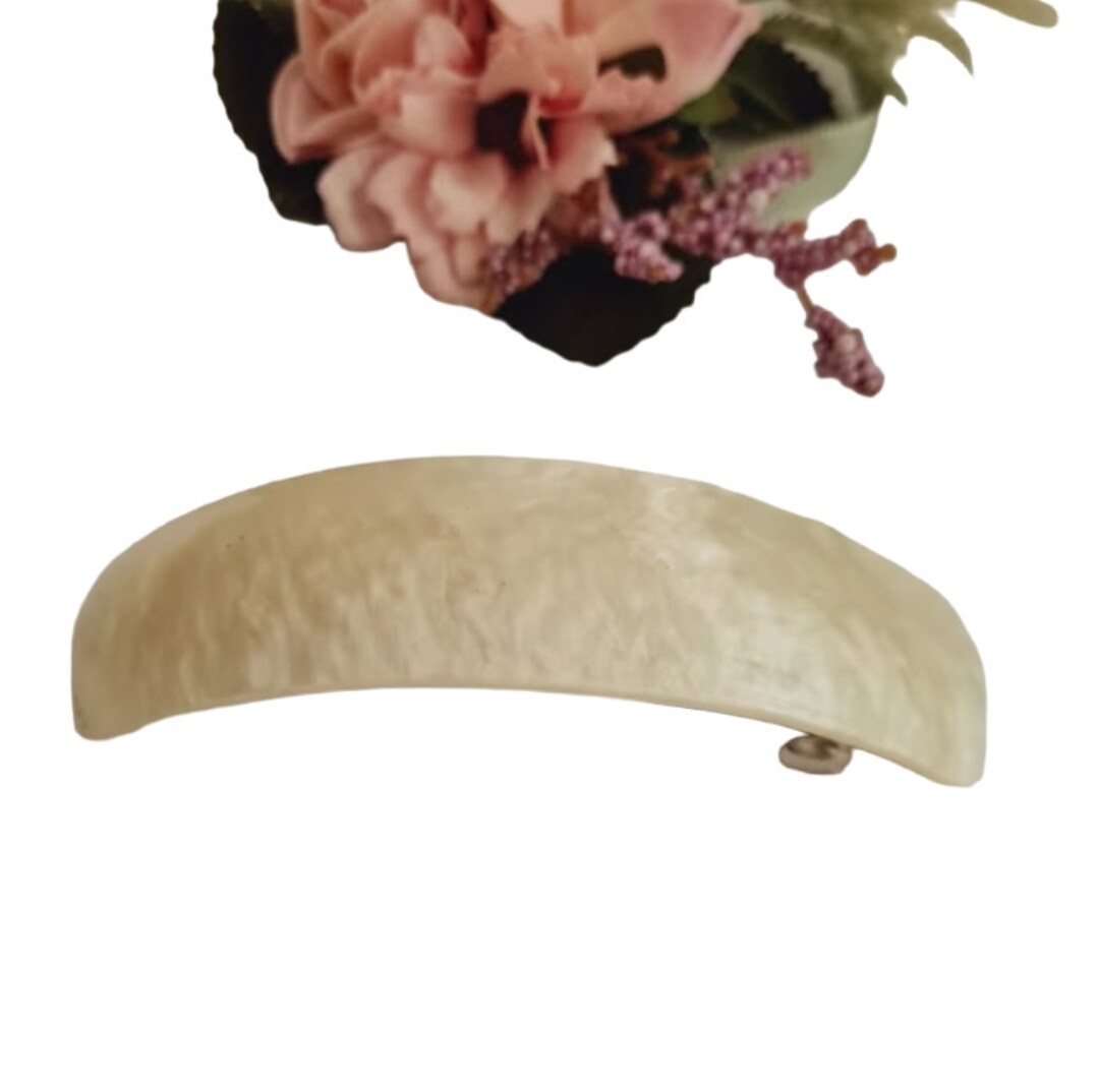 Large Vintage Inspired Hair Barrette.marble Hair Clip.curved - Etsy