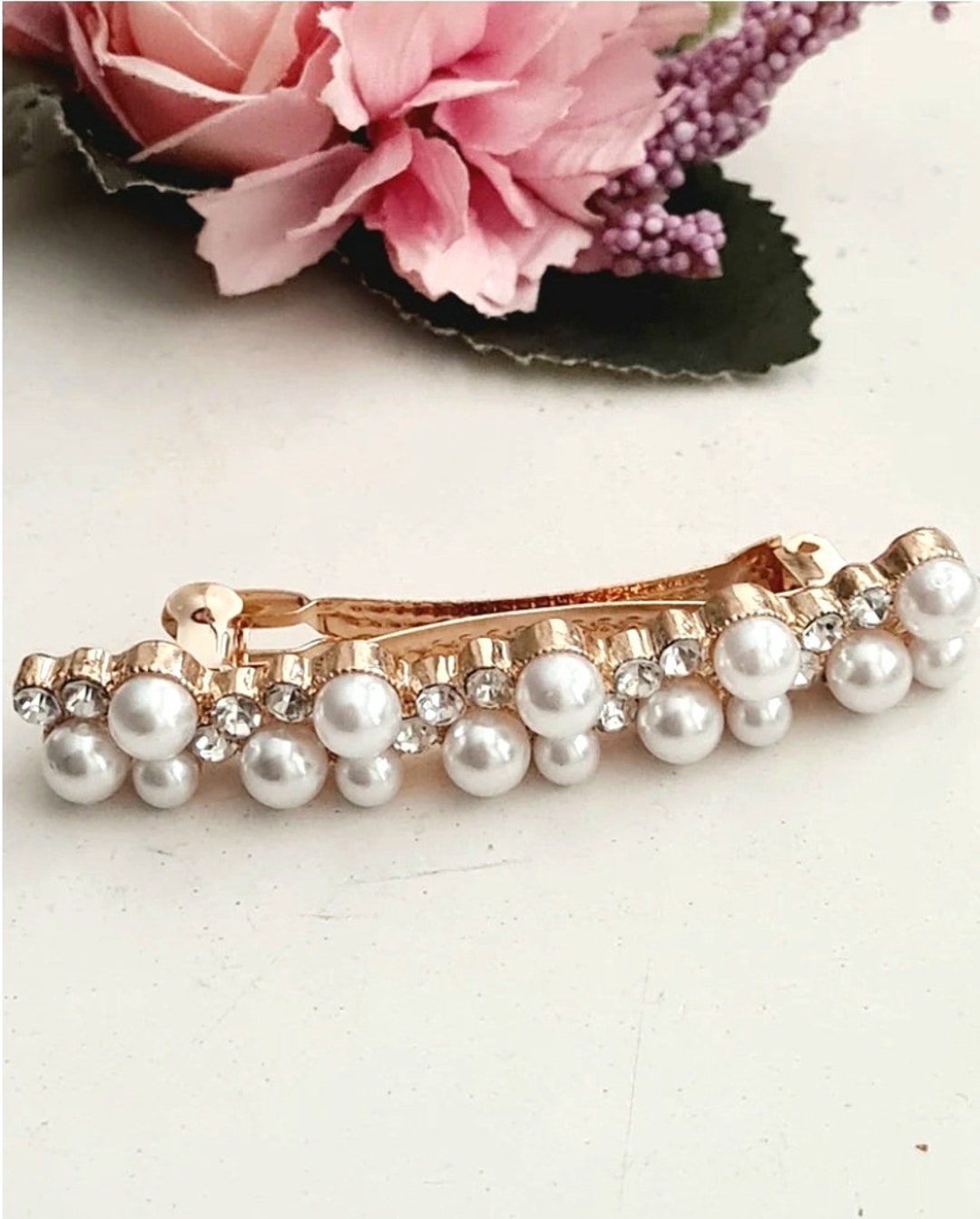 Beautiful Pearl Hair Barrette Small Pearl Hair Barrette. Mother of ...