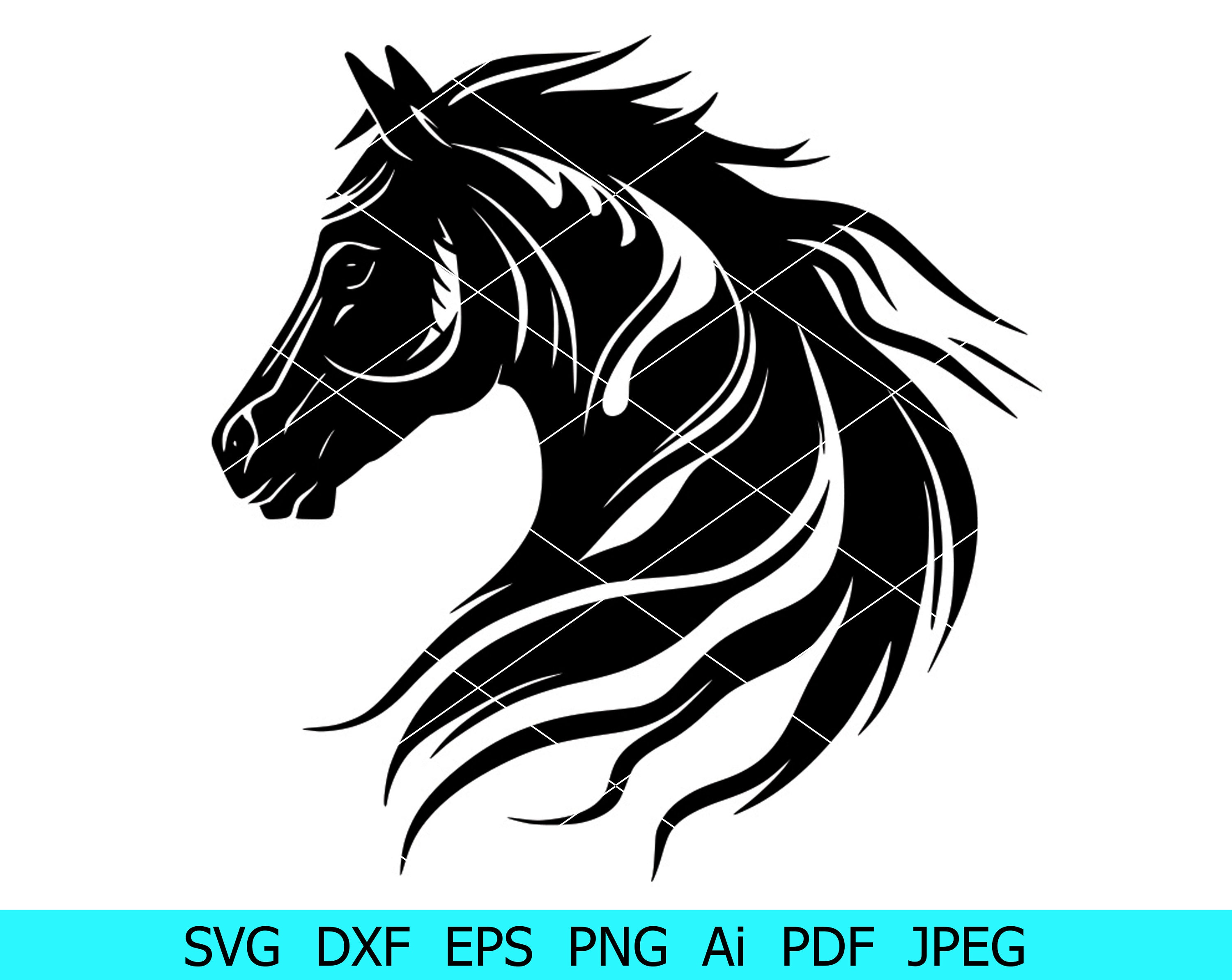 Mean Horse Head Stencil