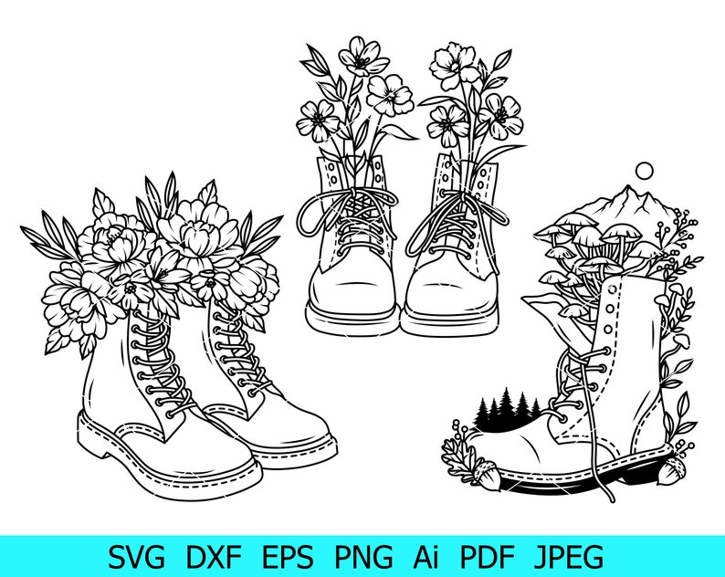 Floral Boots Svg Boho Design Svg Floral Cowgirl Boots Png - Etsy