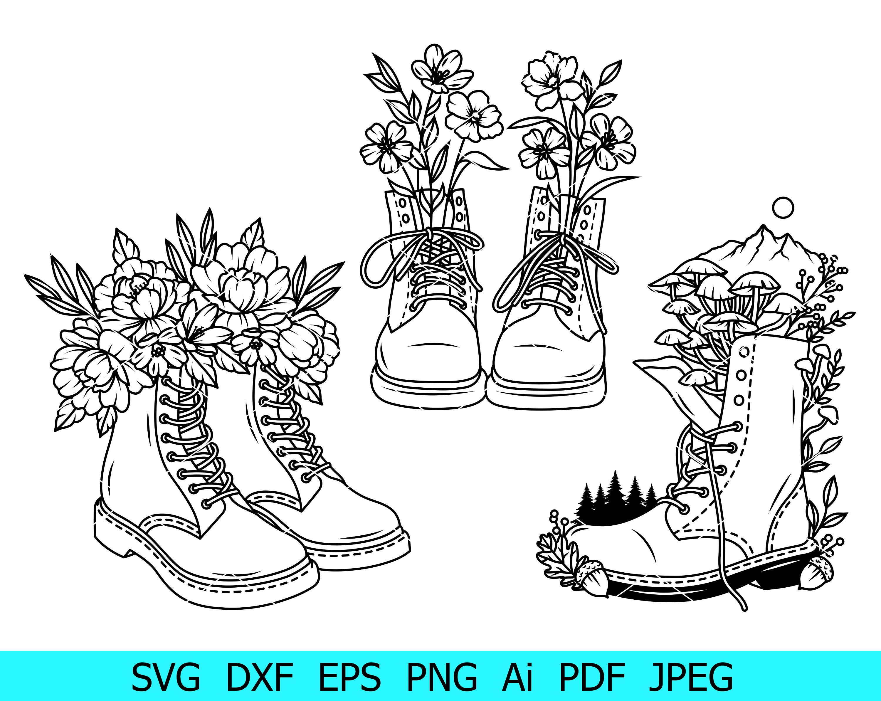 Floral Boots Svg, Boho Design Svg, Floral Cowgirl Boots Png, Boots Svg ...