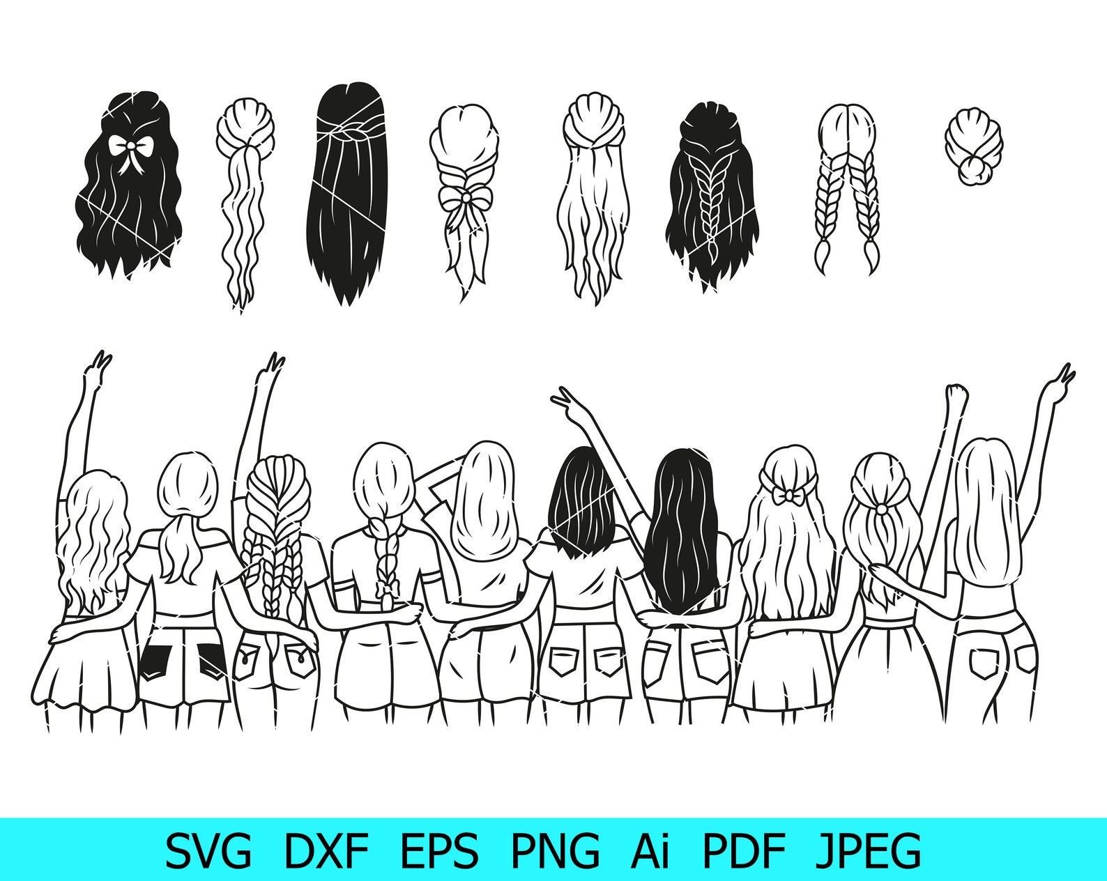 Women's Hairstyles Svg, Woman Clipart, Hairstyles Bundle,hairstyle ...