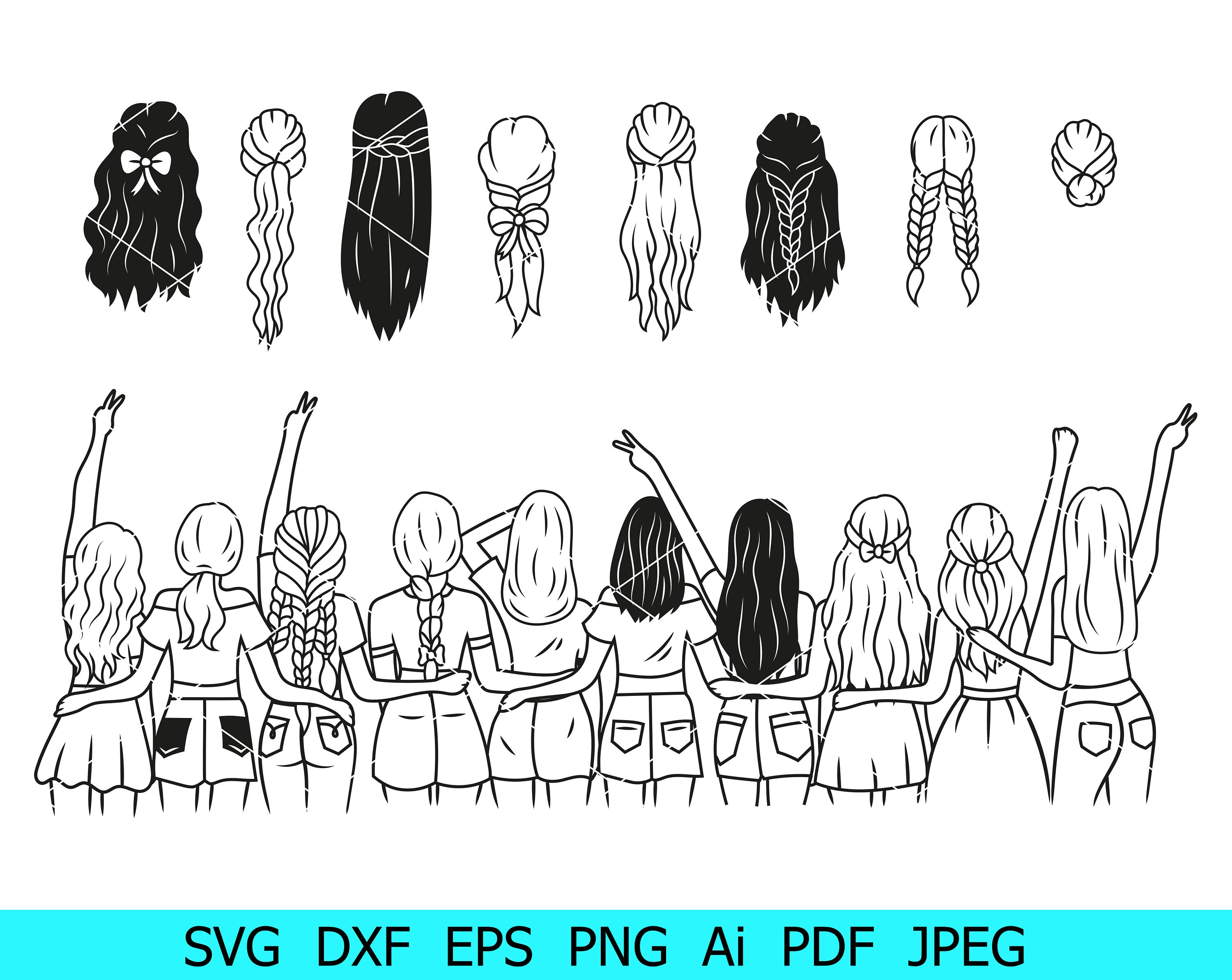 Women's Hairstyles Svg, Woman Clipart, Hairstyles Bundle,hairstyle ...