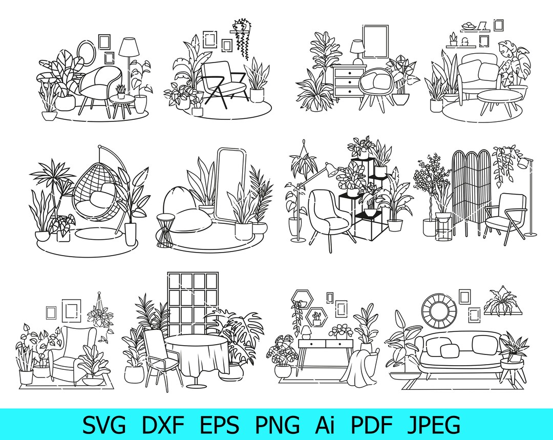 Home Interior Svg, Interiors Png, Decor Illustrations Svg, Relaxation ...