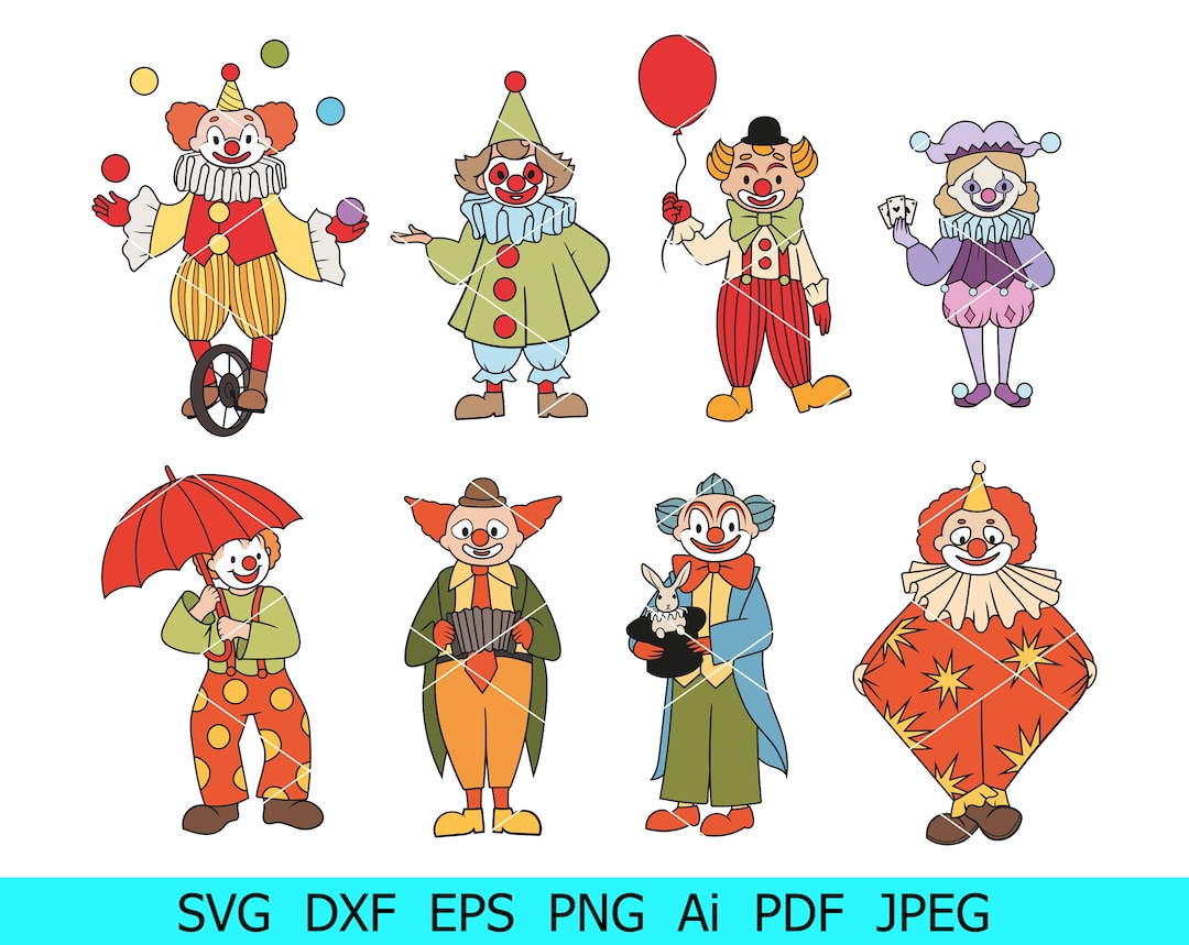 Clown Svg, Clowns Clipart, Circus Png, Clown Clipart, Circus Clown Svg ...