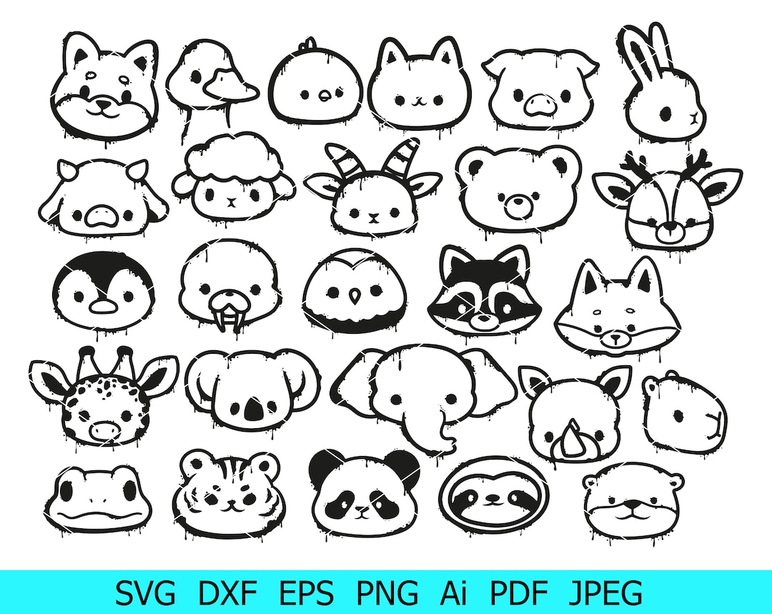Animal Faces Svg,farm/woodland/safari Animal Faces Svg,animal Portrait ...