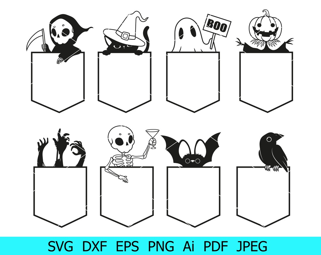 Peeking Skeleton Svg, Halloween Png, Bat Crow Cat Skeleton Pumpkin Cut ...