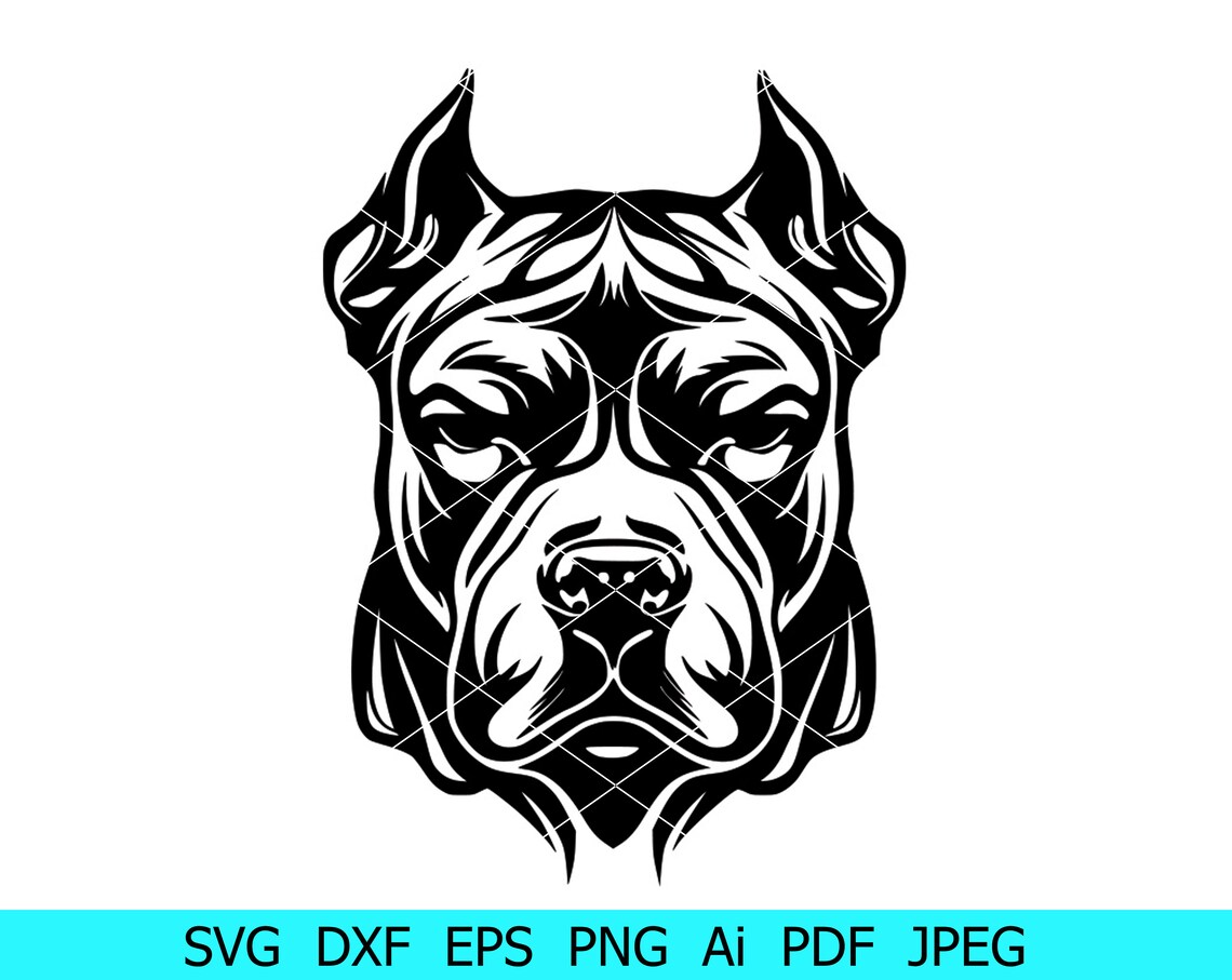 American Pit Bull Svg, Dog Pitbull Svg, Animal Portrait Svg, Dog Face ...