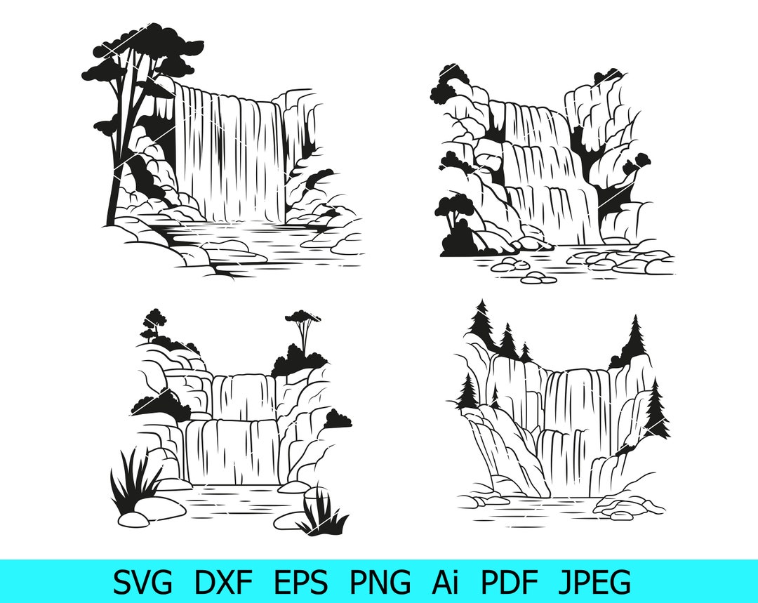 Waterfall Svg, Waterfall Cricut, Waterfall Png, Waterfall Clipart ...