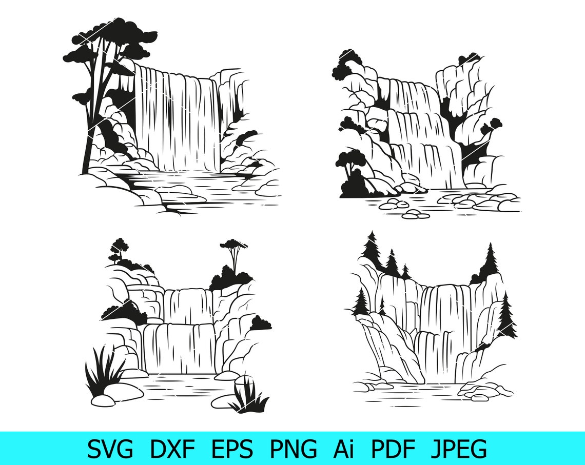 Waterfall Svg, Waterfall Cricut, Waterfall Png, Waterfall Clipart ...