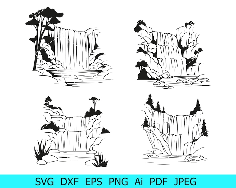 Waterfall Svg, Waterfall Cricut, Waterfall Png, Waterfall Clipart ...