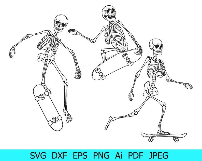 Skeleton Svg, Skater Skeleton Svg, Skate Png, Skateboard Svg, Halloween ...