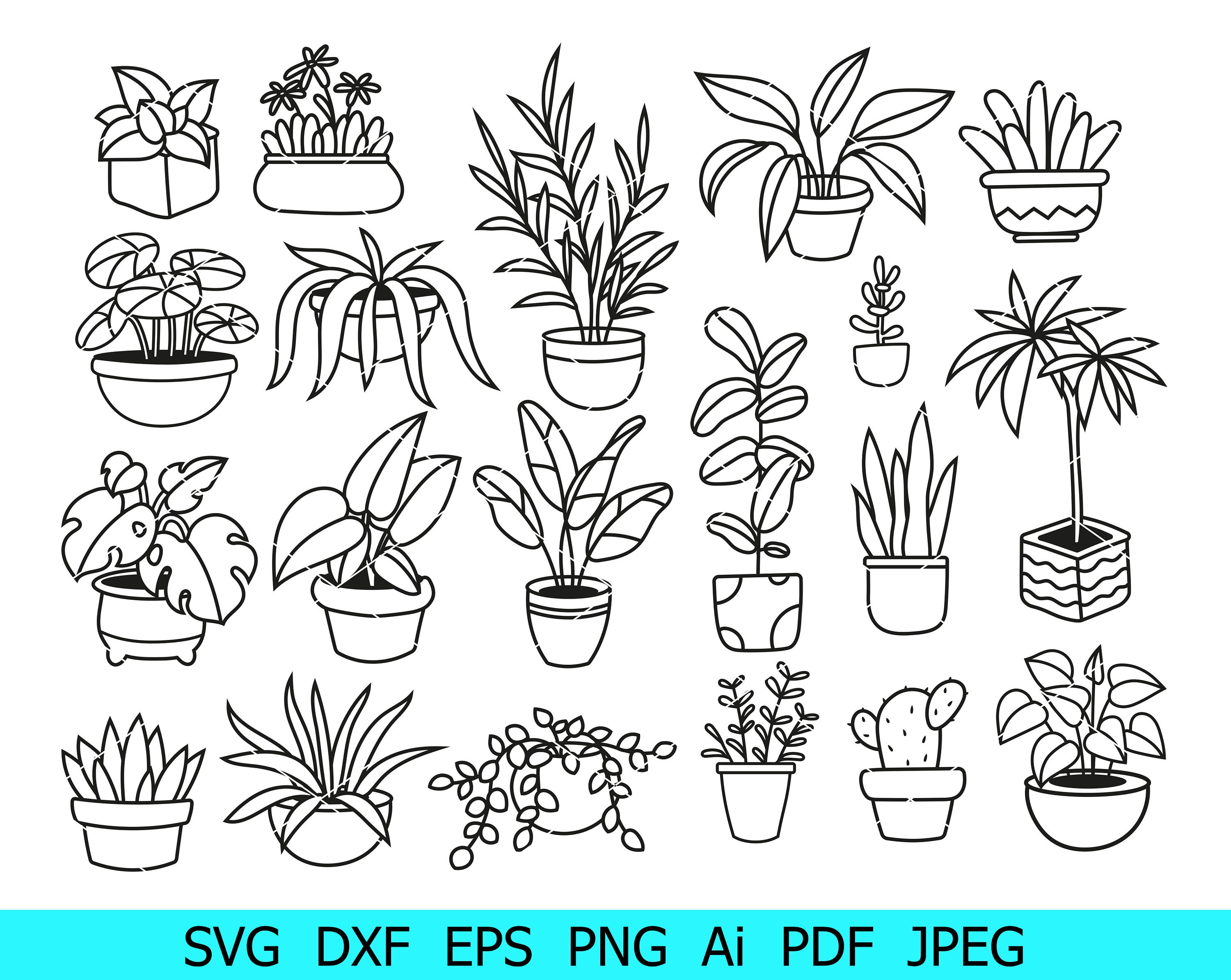 Flowers in Pots Svg, House Plants Png, Flowers Svg Bundle, Flowers in ...